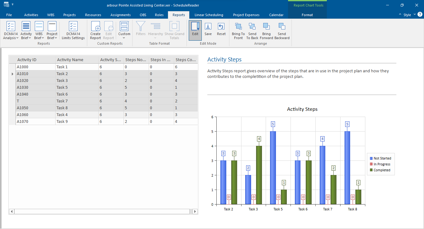 Activity Steps report