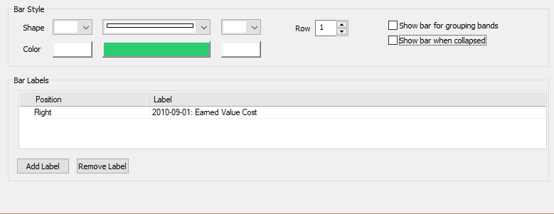 Visual part of Bars dialog