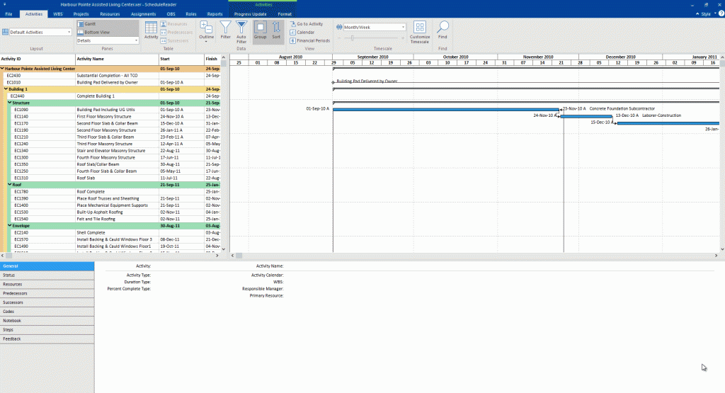 Offnen sie Primavera P6 XER und XML Projektplane mit Schedulereader