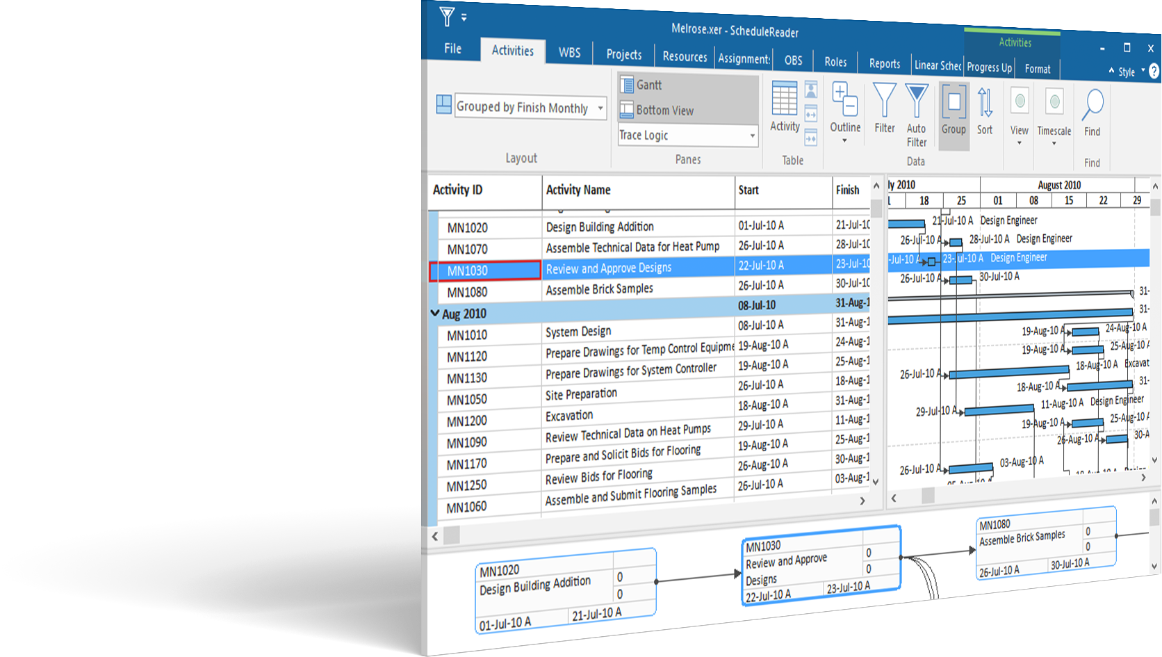 Offnen sie Primavera P6 XER und XML Projektplane mit Schedulereader