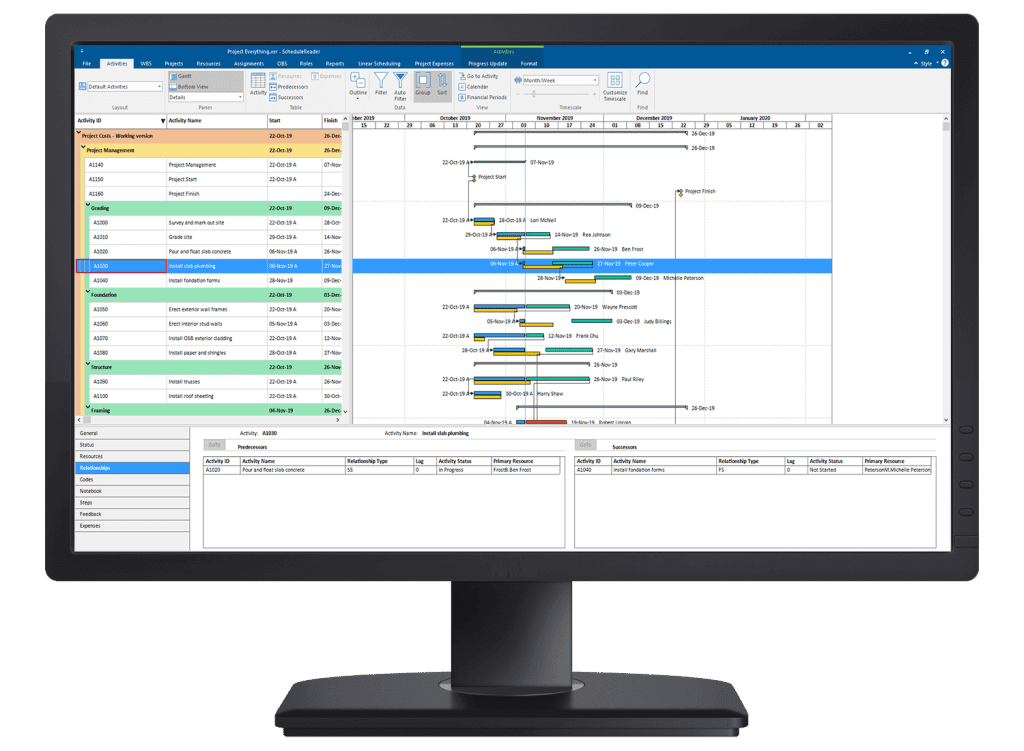 ScheduleReader Software for Project Schedulers and Planners