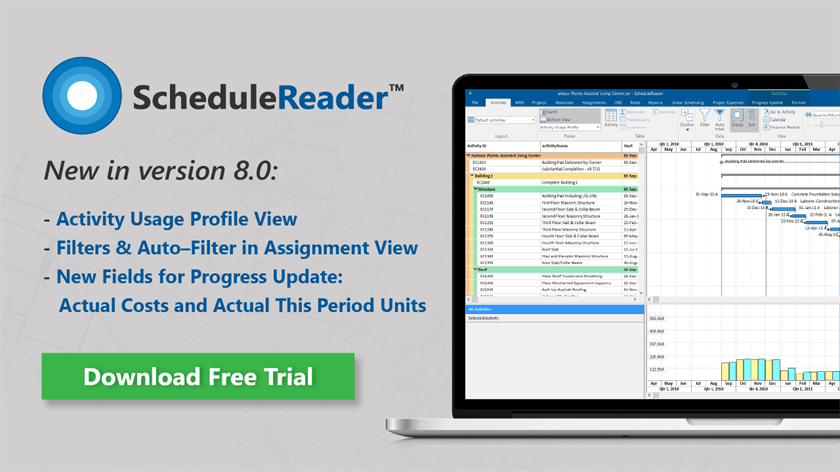 The Leading XER Project Viewer, ScheduleReader With New Features in Version 8.0