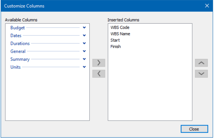 How to view WBS in ScheduleReader?