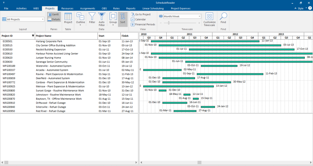 ScheduleReader Software for Project Schedulers and Planners