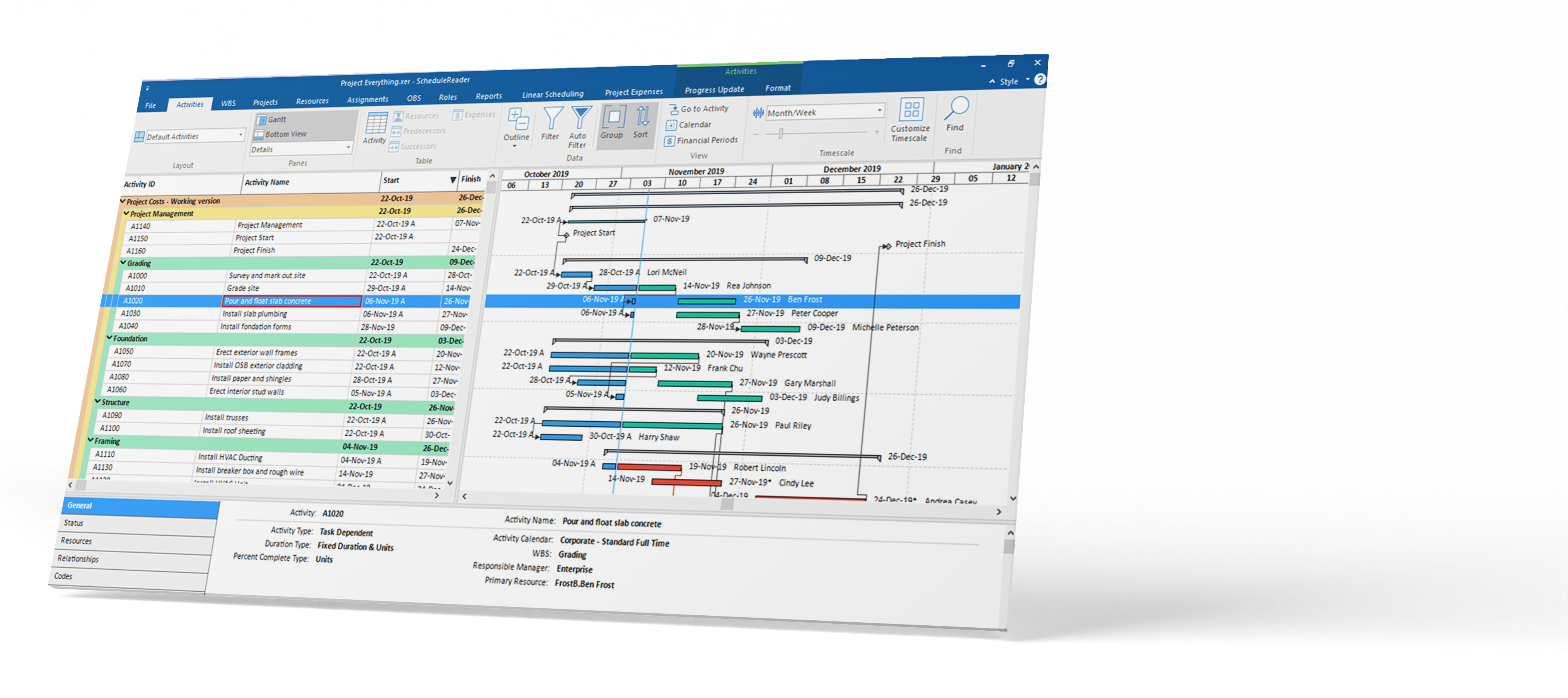 ScheduleReader Software for Project Schedulers and Planners