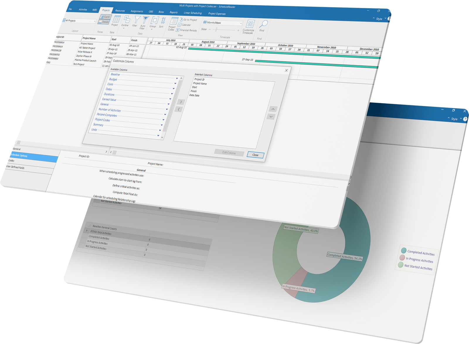 Earned Value Analysis in ScheduleReader