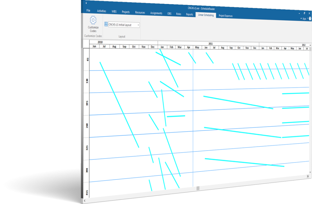 View Linear Projects with Time-Location Charts/Time Chainage Diagrams