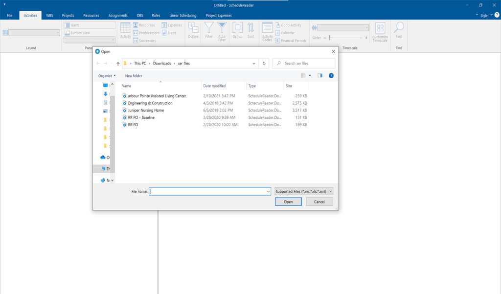 Primavera P6 XER File Viewer Software - ScheduleReader