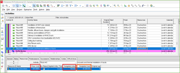 How to cost load and resource load a schedule in Primavera P6