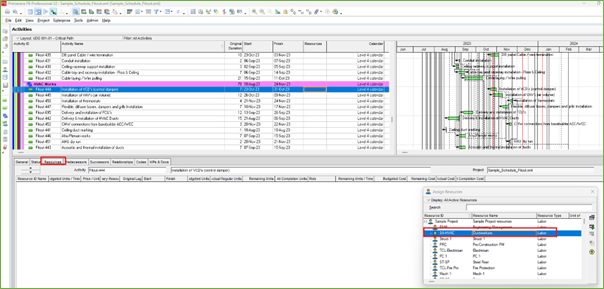 How to cost load and resource load a schedule in Primavera P6