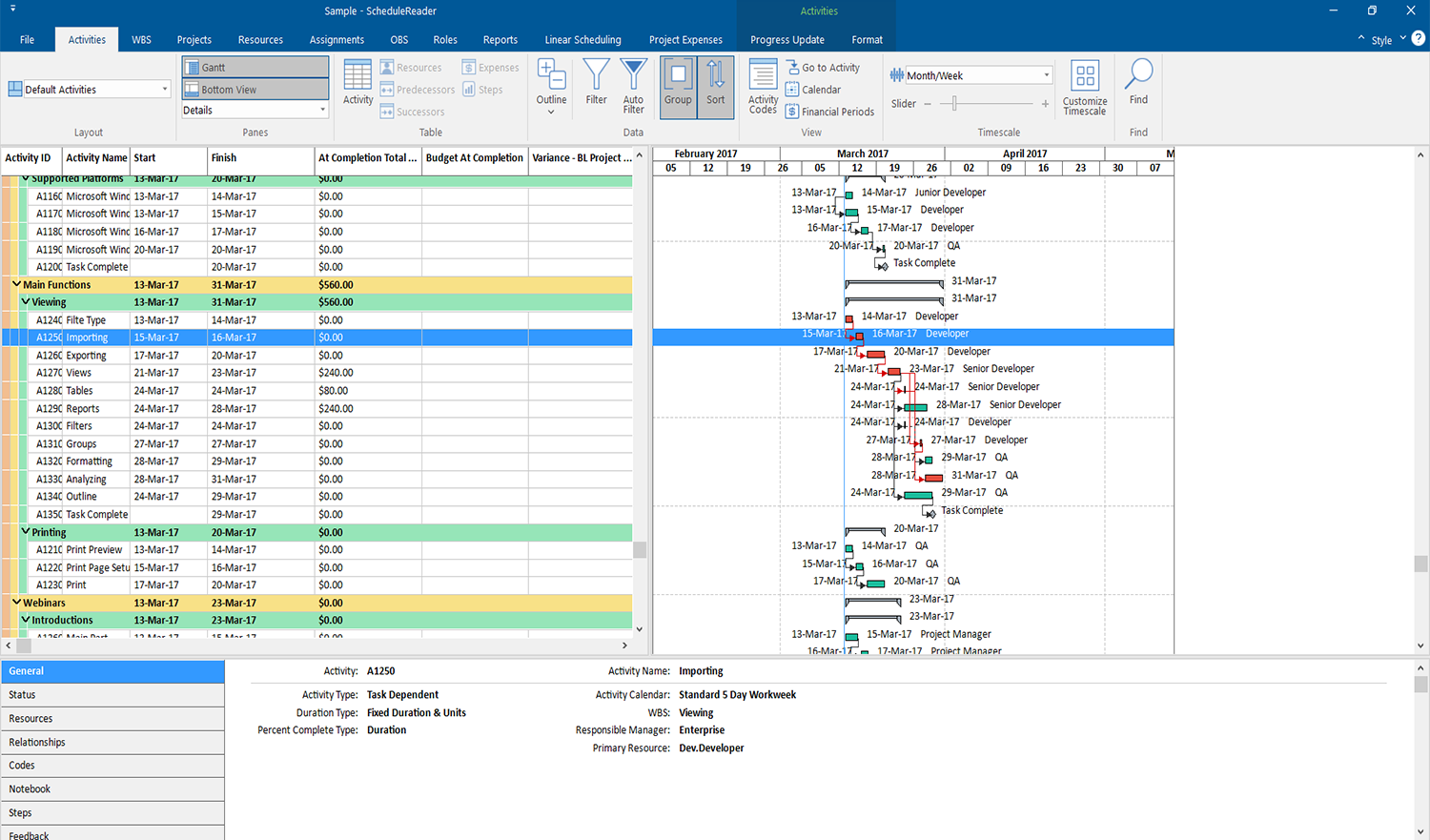 Progress Update to Primavera P6 File - ScheduleReader Feature